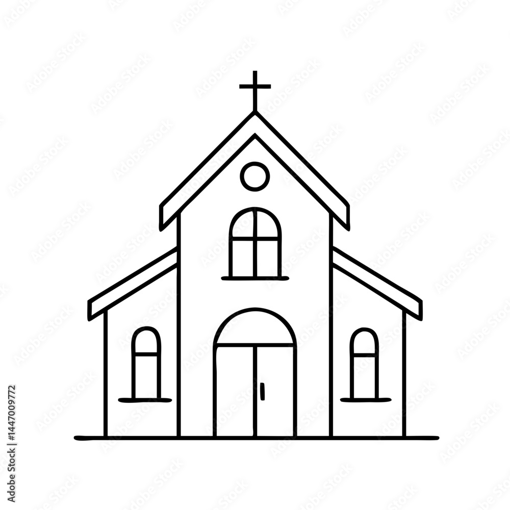 church icon, church line art - simple line art of church, perfect for ...