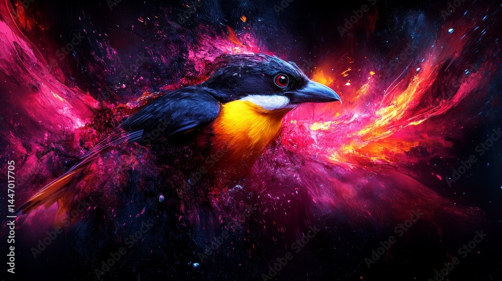 Stock-Illustration „Aura avian in celestial flight showcases a galactic ...