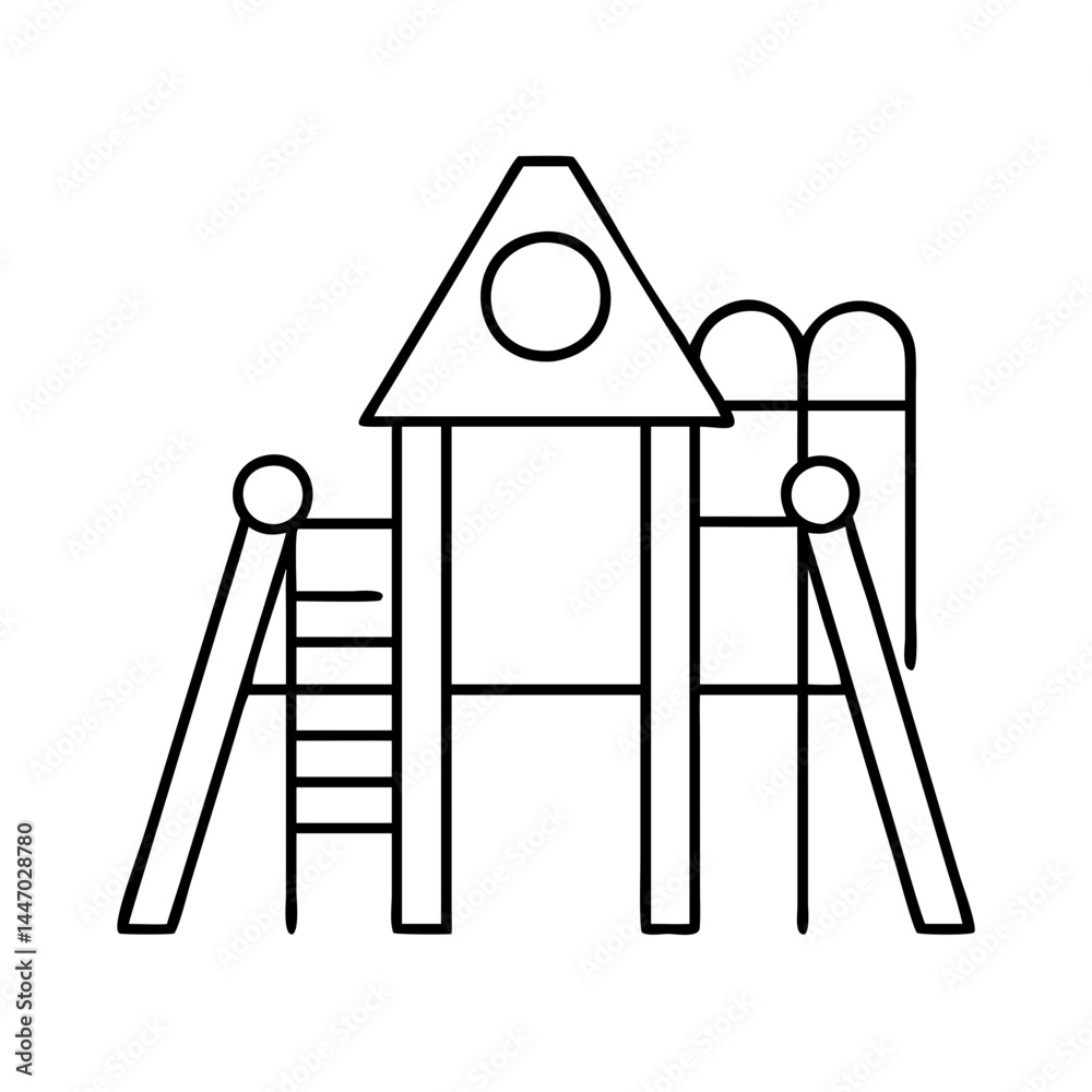 playground icon, playground line art - simple line art of playground ...