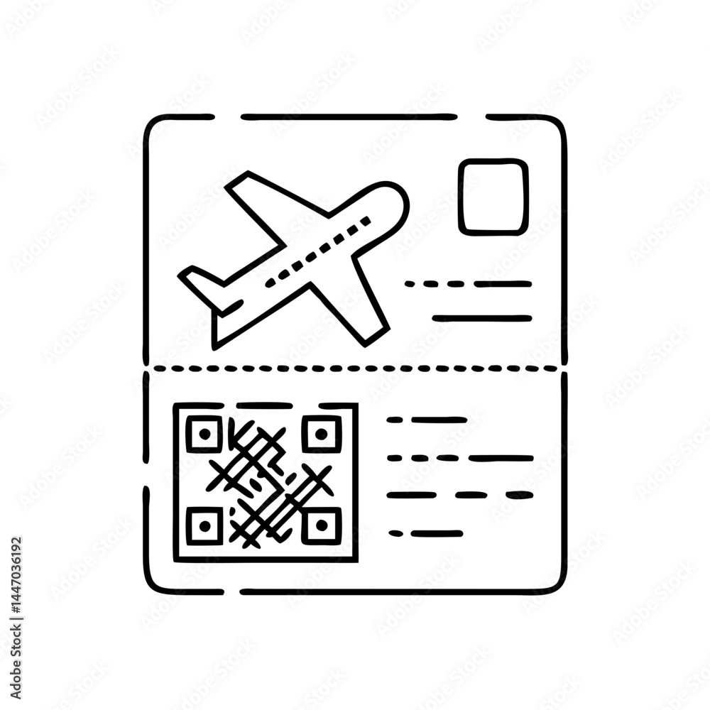 Стоковое векторное изображение «qr code with boarding pass icon, qr ...