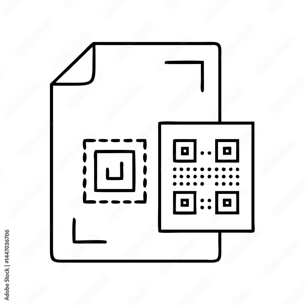 qr code with file icon, qr code with file line art - simple line art of ...