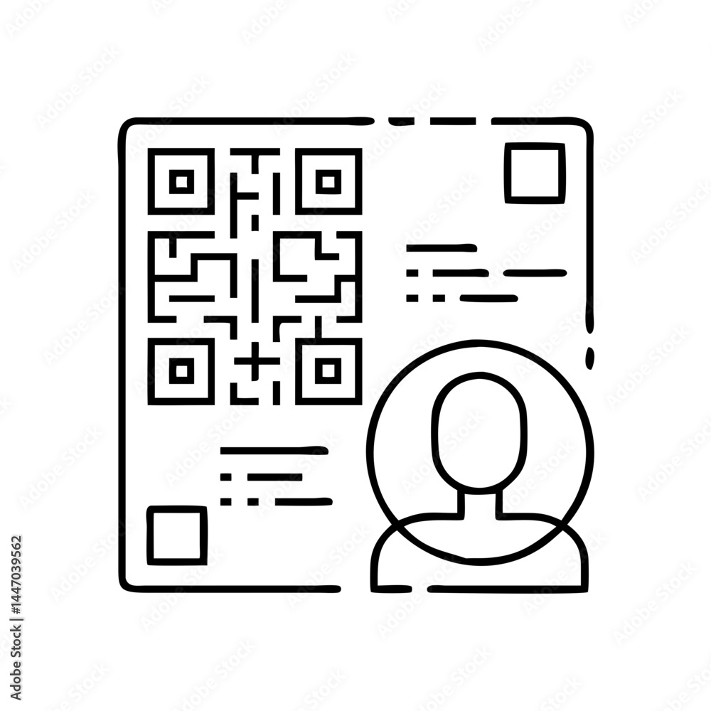 Vector de Stock qr code with user icon, qr code with user line art ...