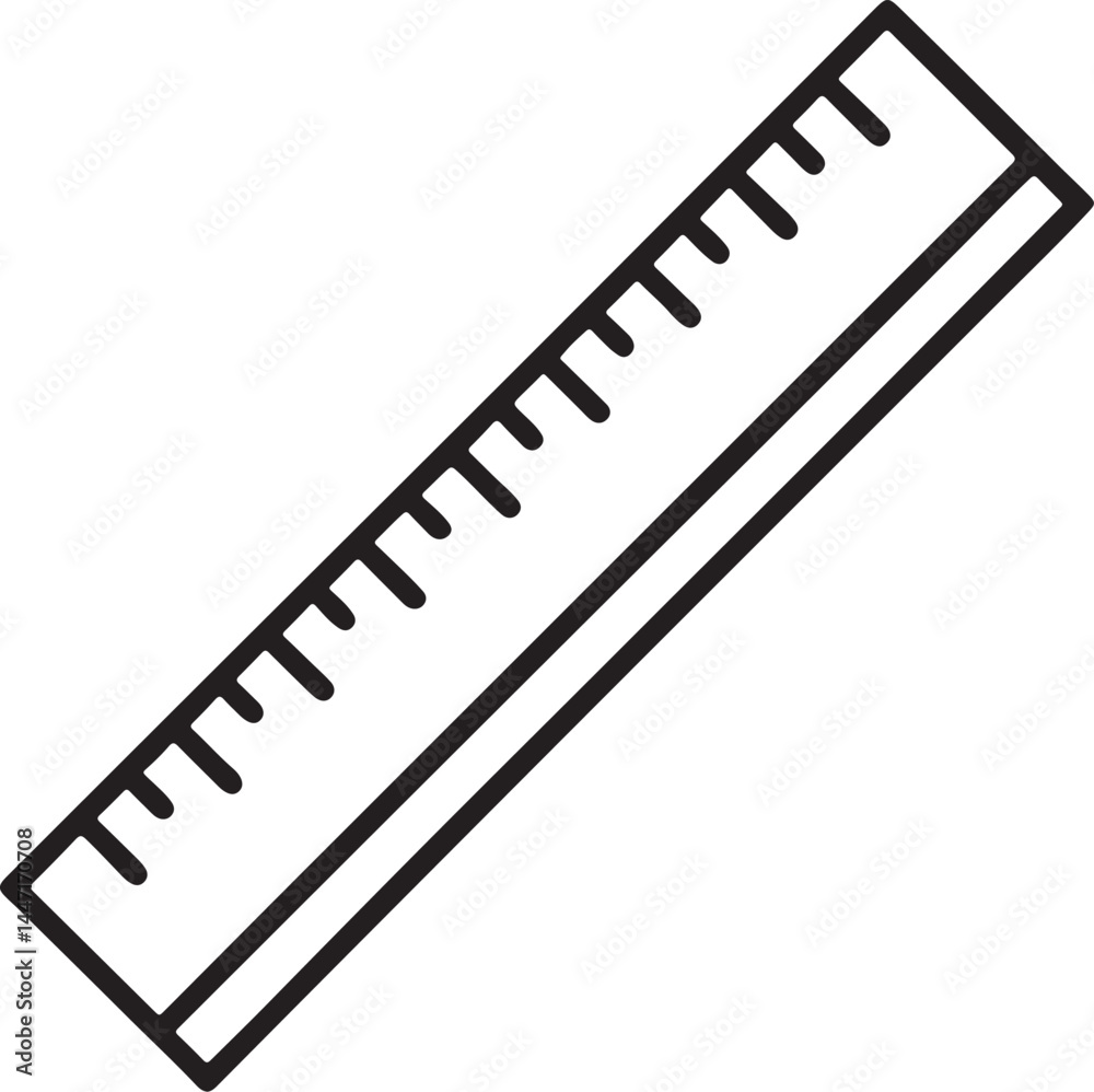 ruler line art, black outline, vector and illustration, coloring book ...
