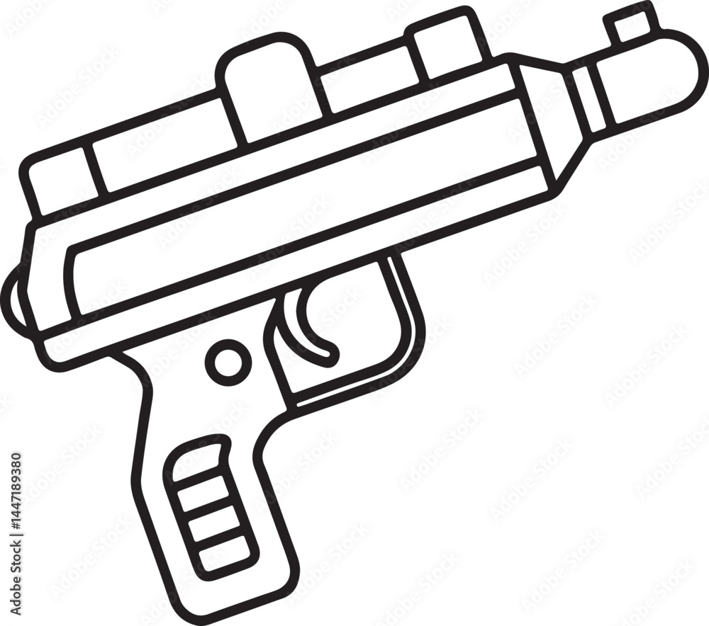 เวกเตอร์ Stock water gun line art, black outline, vector and ...