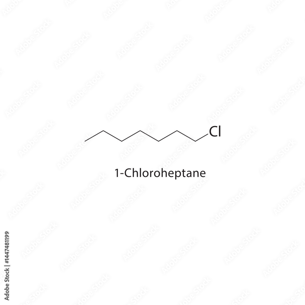1-Chloroheptane skeletal structure. Chlorinated Alkane compound ...