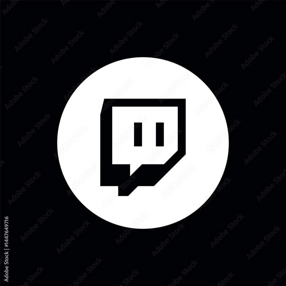 Twitch Circle White Logo Icon, Twitch App Vector, Editable SVG, PNG ...