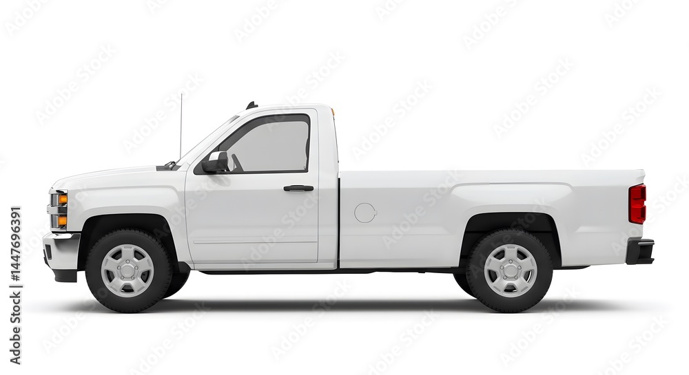 "Clean side profile view of a modern white pickup truck, showcasing its ...