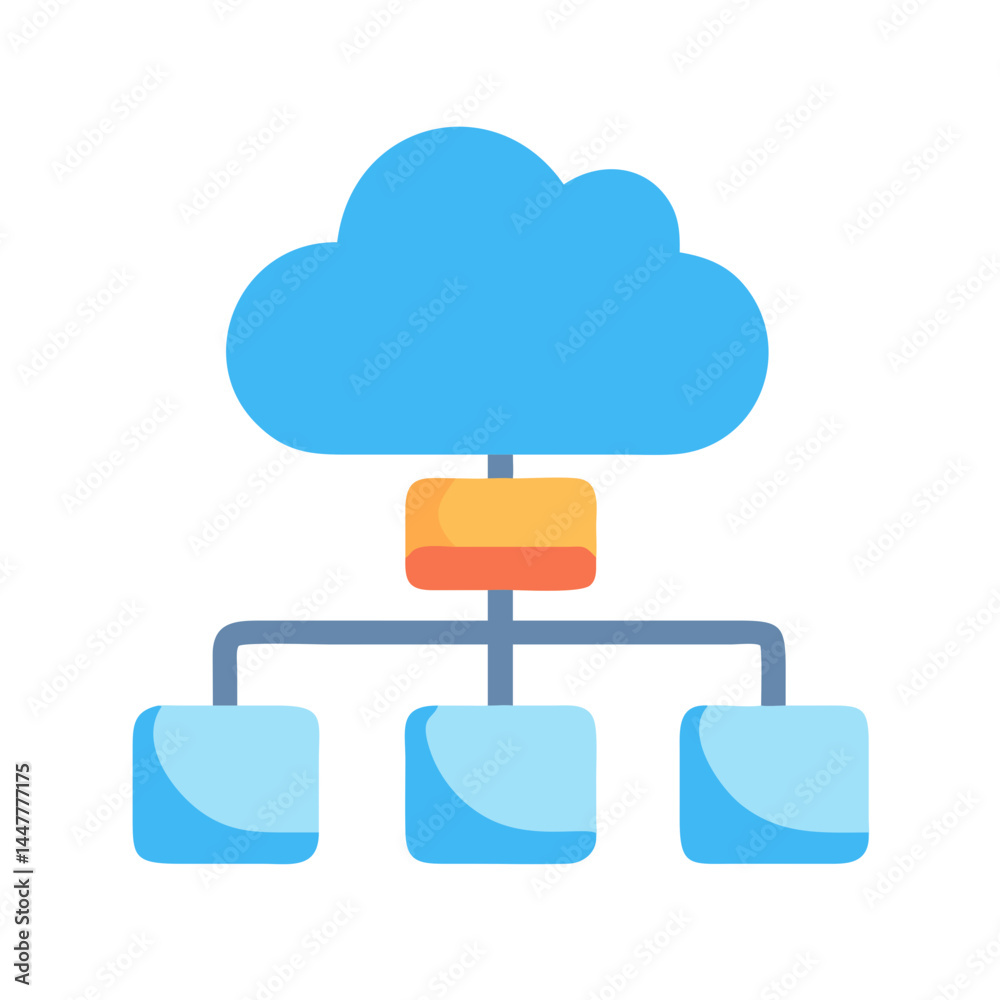 Cloud-Based Directory Tree Network Icon Representing File Structure and ...