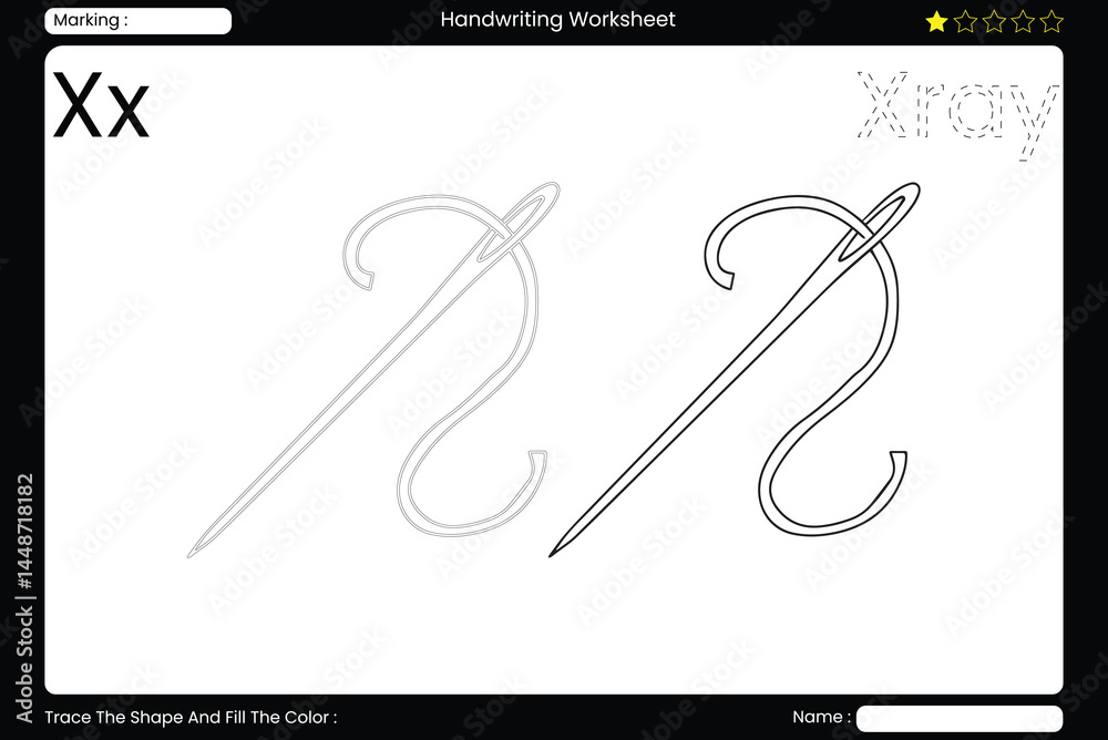 race Letter X. Sharp Sewing Needle Coloring Page for Kids. Printable ...