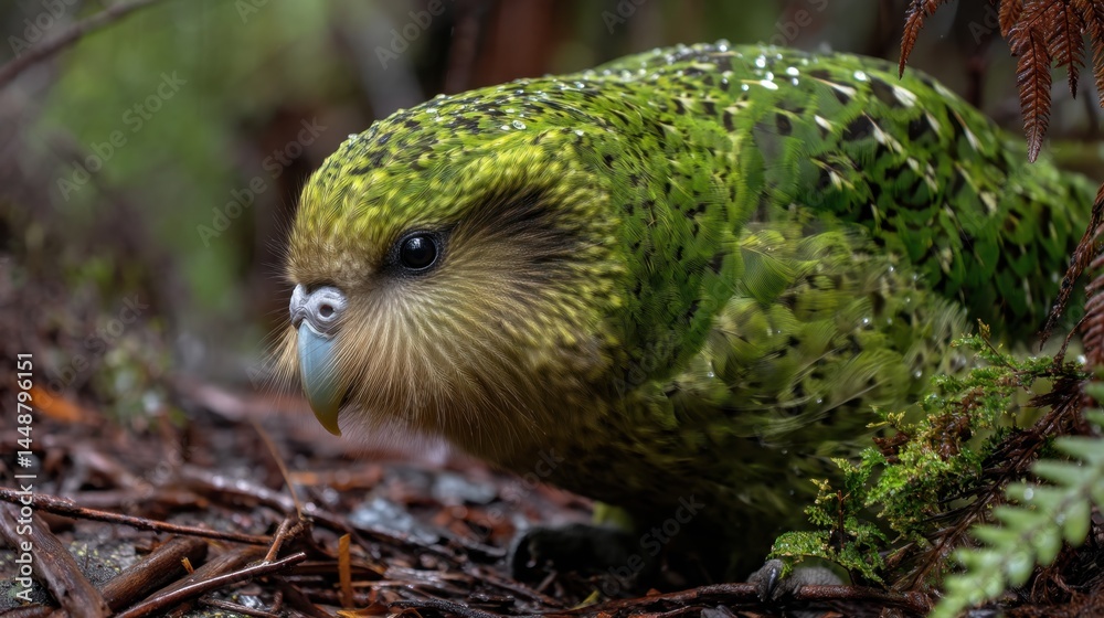 Camouflaged Kakapo: Flightless Parrot in Native Habitat Stock Photo ...