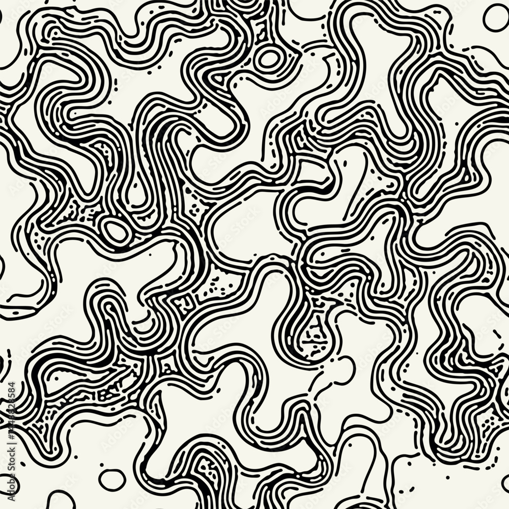 Vector seamless pattern. Free form organic shapes. Stylish structure of ...