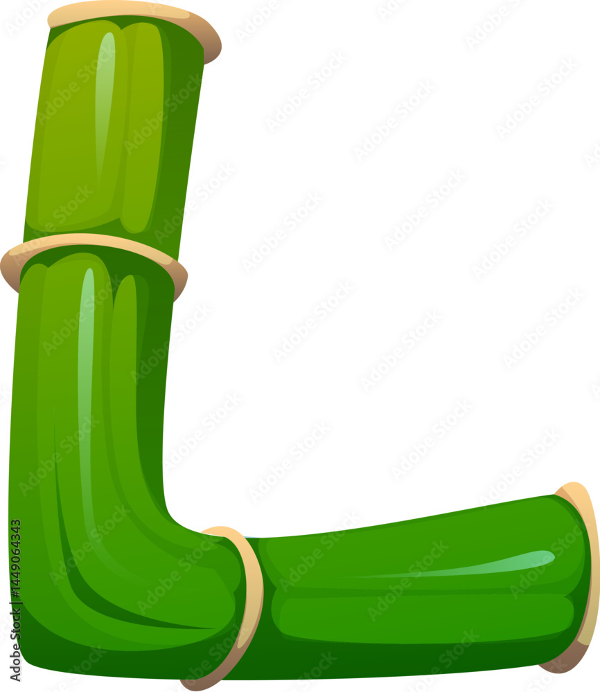 Garden bamboo branch font letter L. Asian tropical forest plant English ...