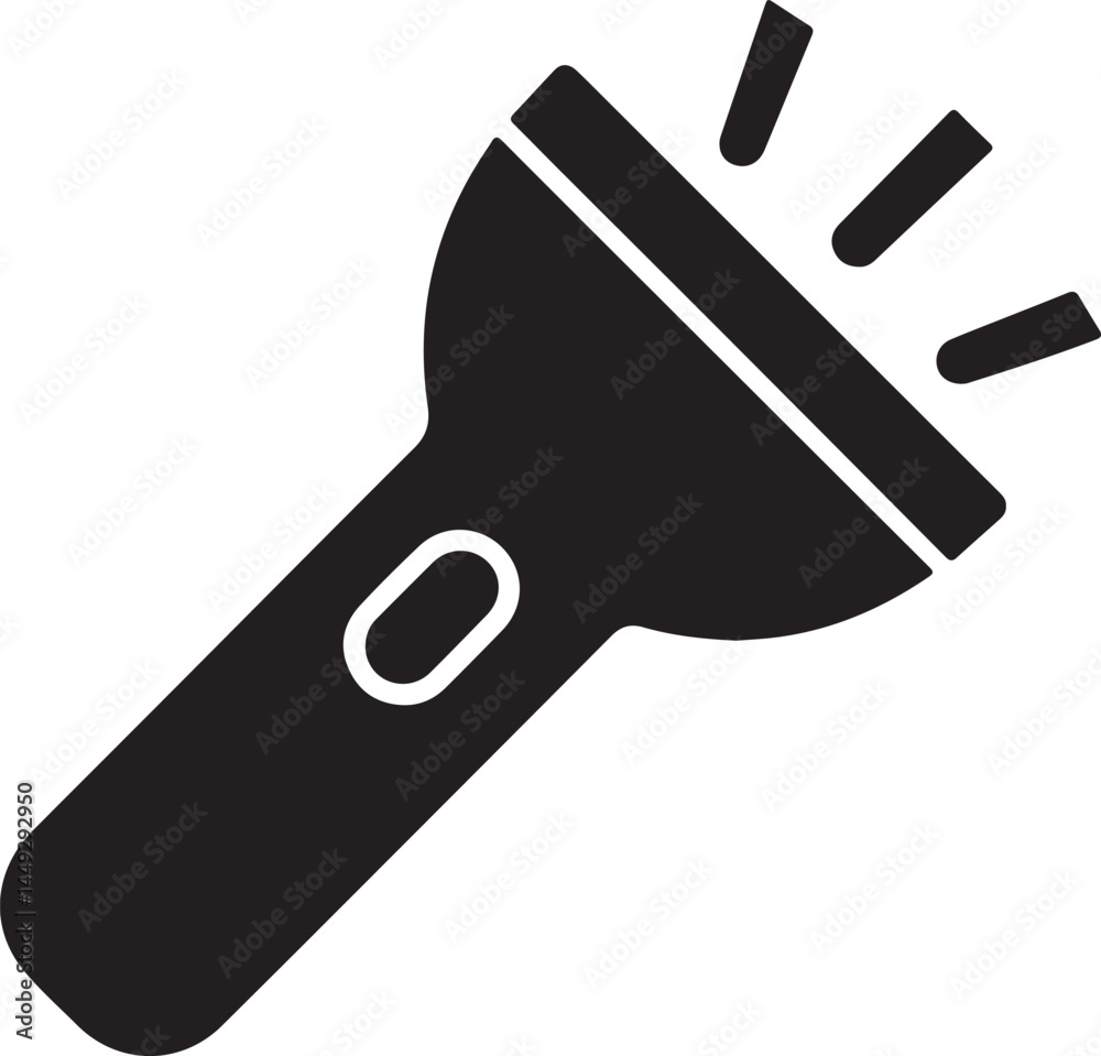 flashlight with ray silhouette vector illustration isolated on ...