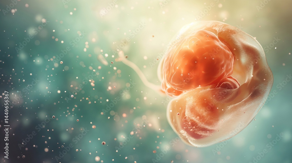 Microscopic view of a human embryo growing inside the womb, depicting ...