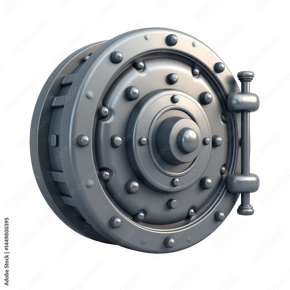 Classic Bank Vault Door with Heavy Bolts and Spinning Dial Floating 3D ...