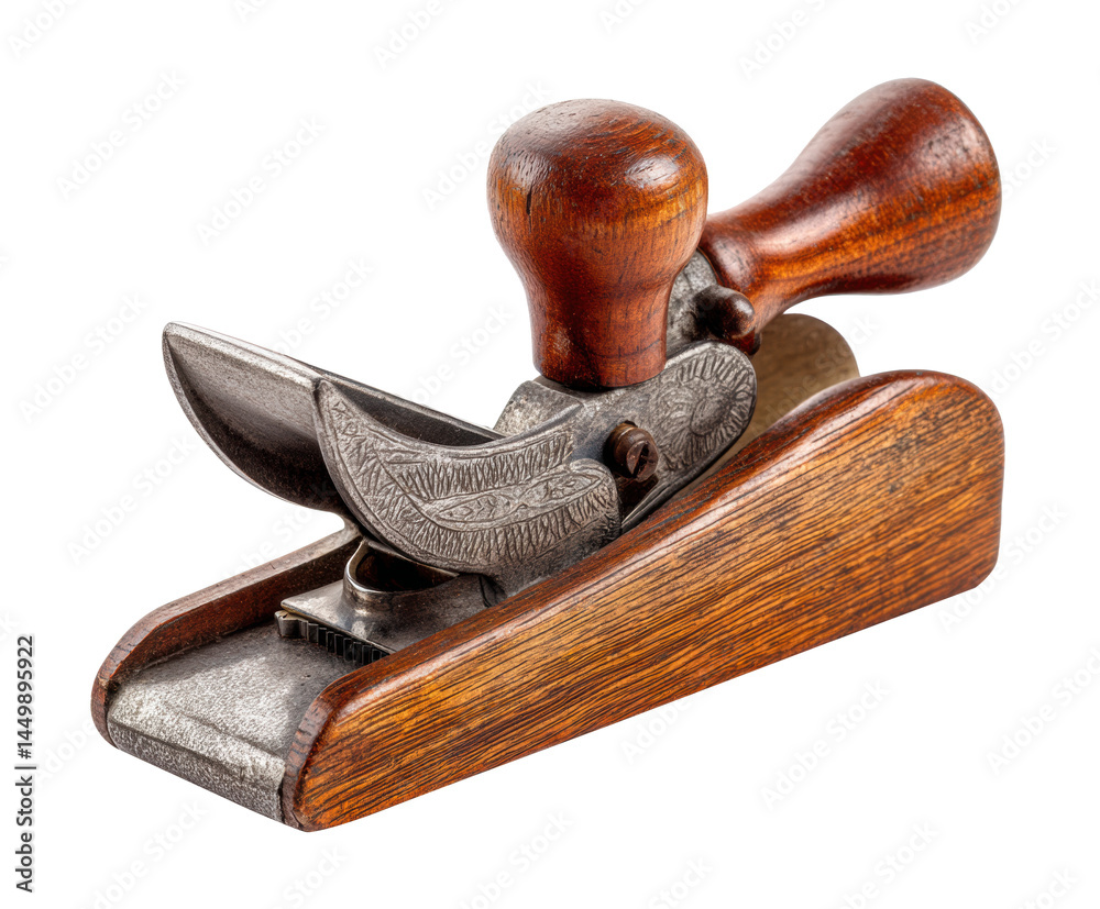 Hand plane tool for woodworking and carpentry projects on a transparent ...