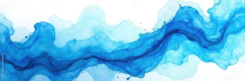 Swirling azure blue watercolor, ideal for web banners & textures ...