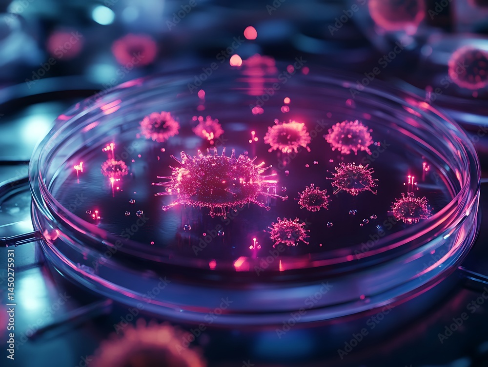 Microscopic World in a Petri Dish: A detailed, up-close view of a Petri ...