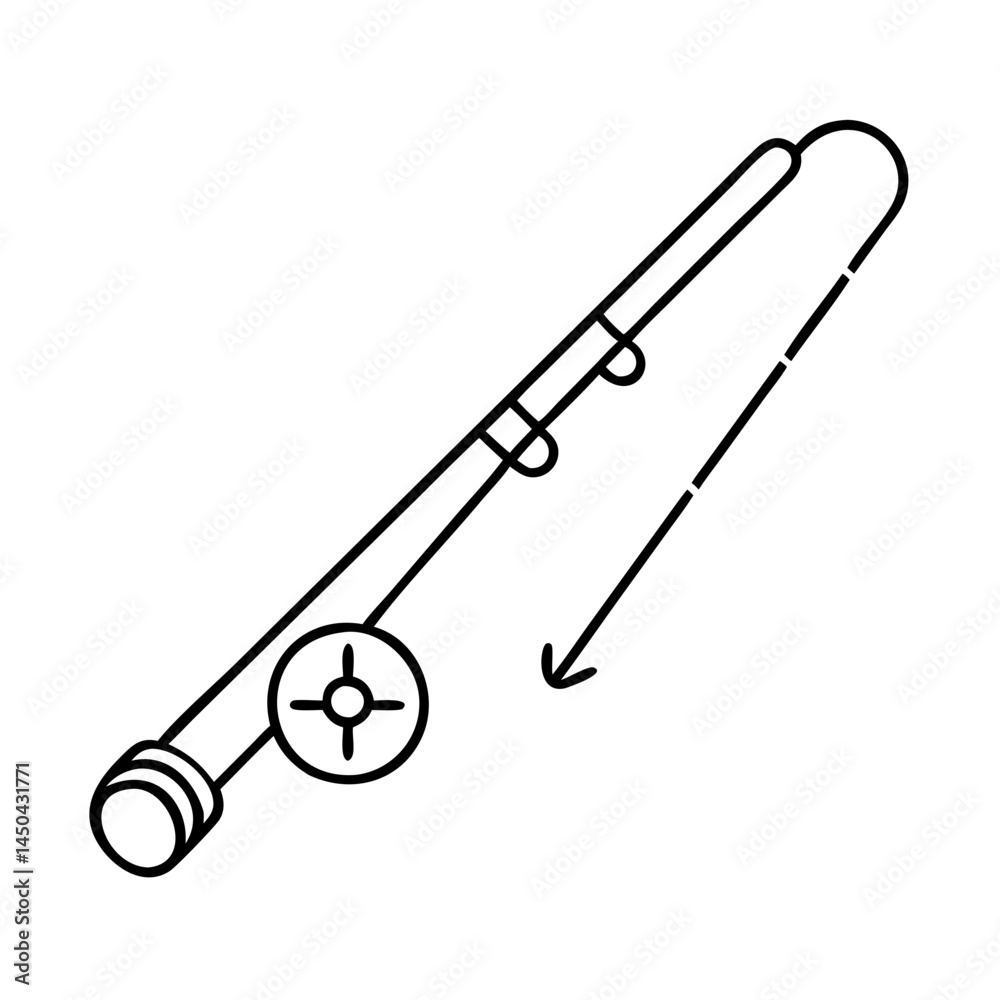 casting rod icon, casting rod line art - simple line art of casting rod ...