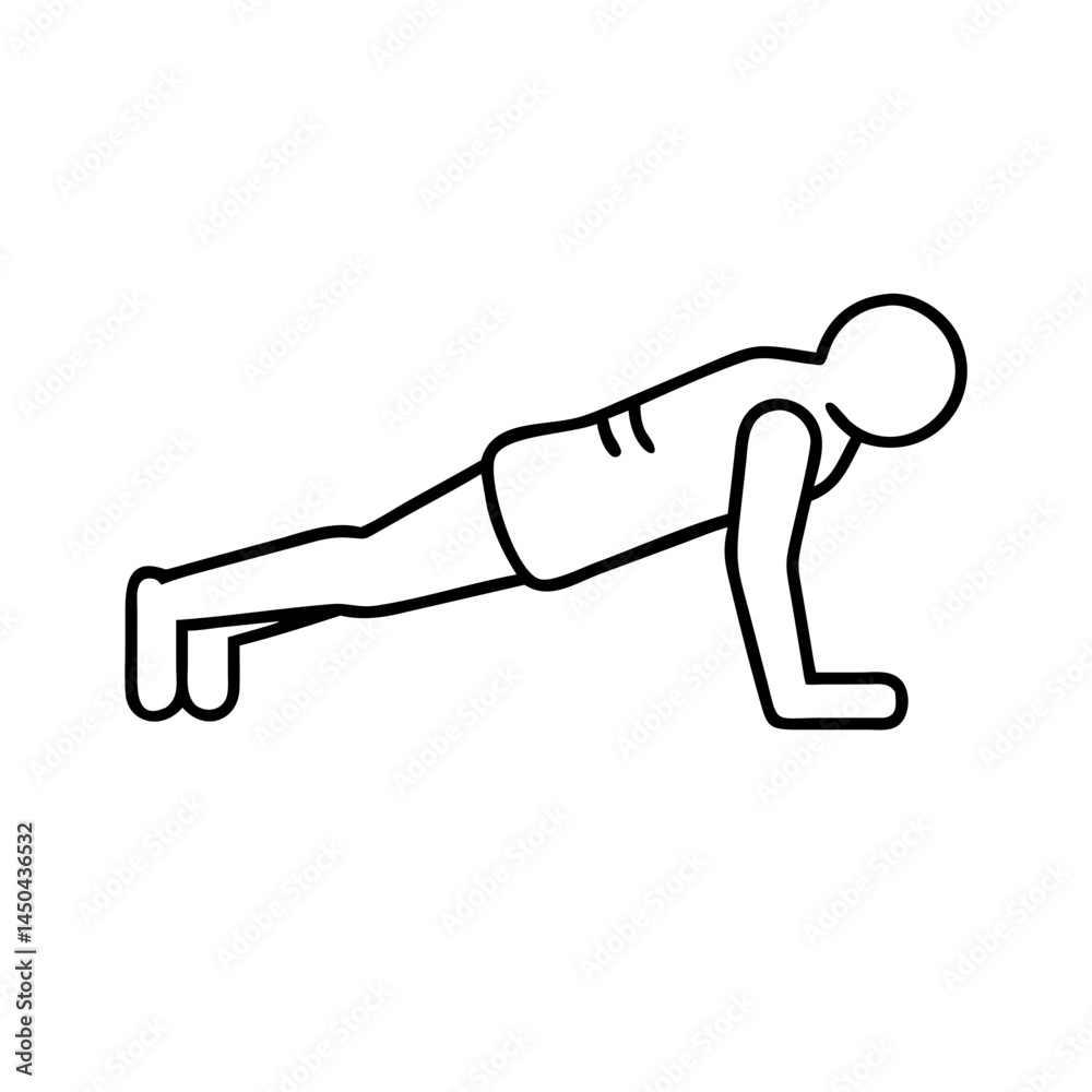 push up pose icon, push up pose line art - simple line art of push up ...