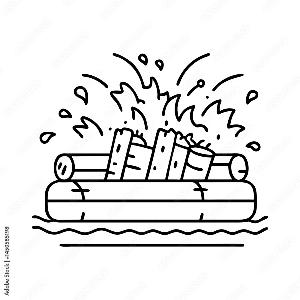 log ride splash icon, log ride splash line art - simple line art of log ...