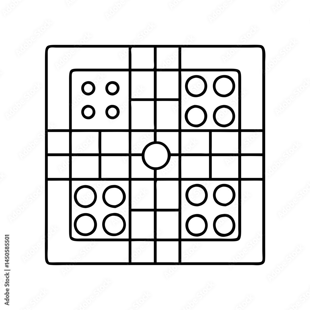 ludo game board icon, ludo game board line art - simple line art of ...