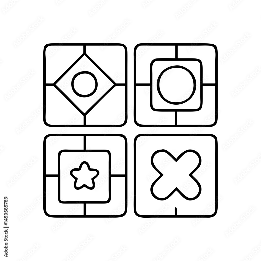 memory game cards icon, memory game cards line art - simple line art of ...
