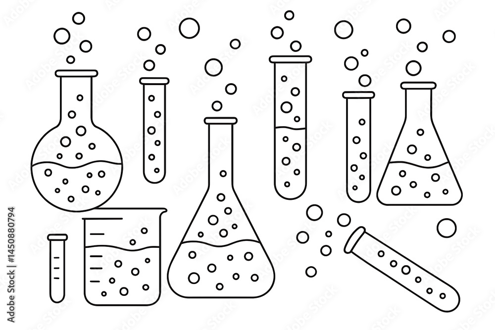 Laboratory Glassware Science Experiment Coloring Page - Chemistry ...