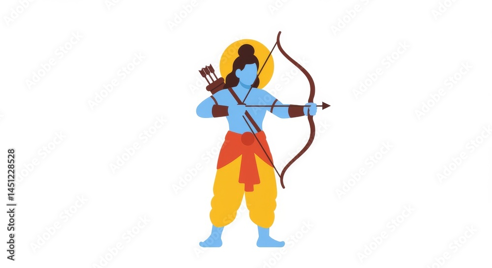 Ilustración de Stock Lord Rama, an icon of Hindu mythology, with bow ...