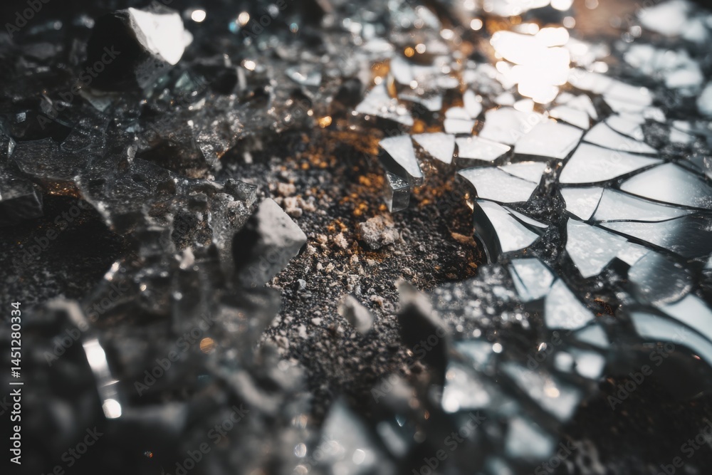 Shattered glass map with cinematic lighting and negative space on left ...