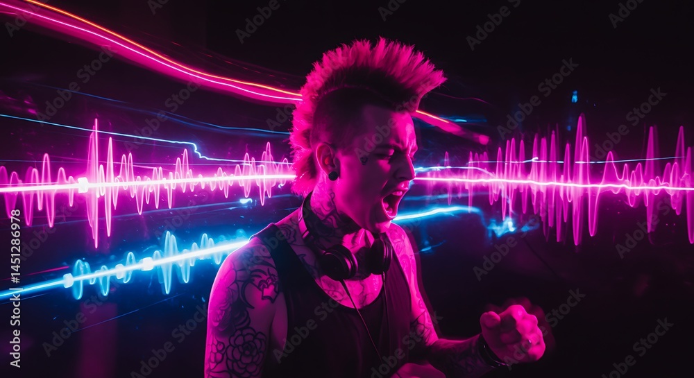 Neon Pulse & Ink AI Generated Stock Photo | Adobe Stock