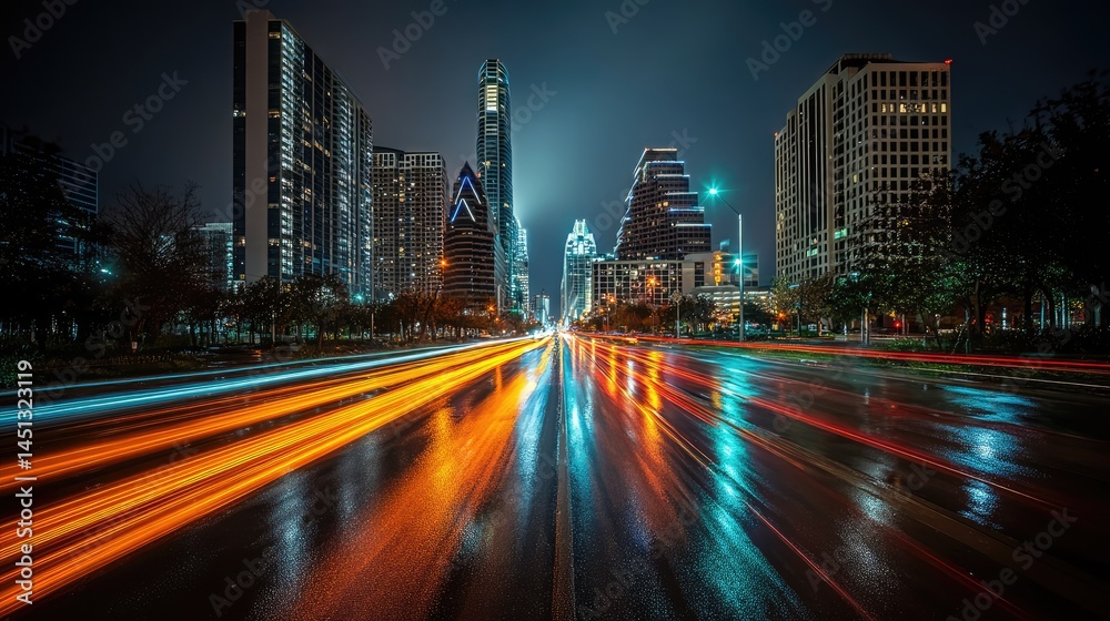 Urban Nightscape: A breathtaking urban panorama unfolds under a dusky ...