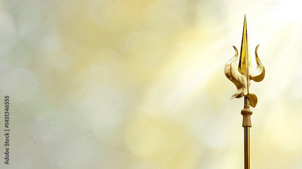 sacred golden vel (spear) symbol of Murugan, standing upright, minimal ...