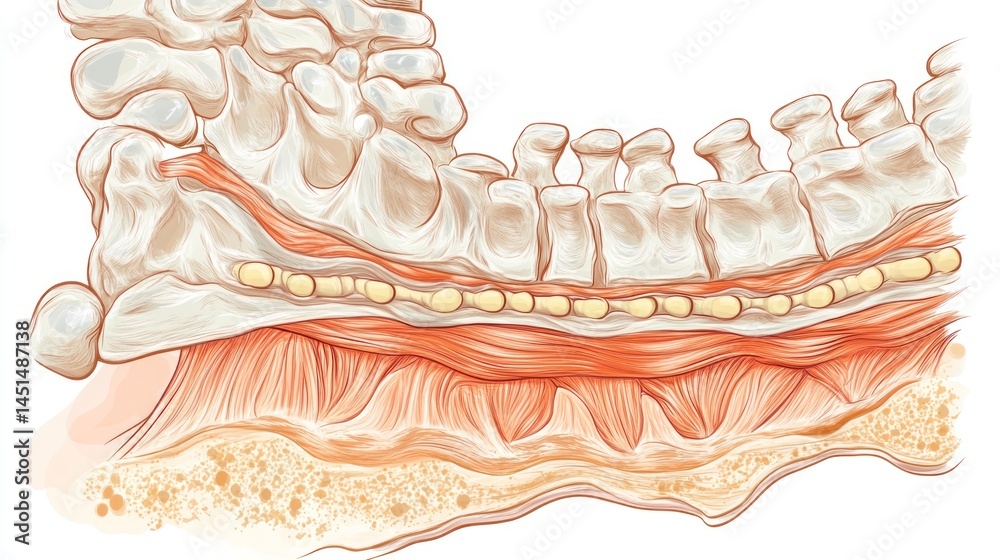 Anatomical illustration of the neck and upper back muscles and ...