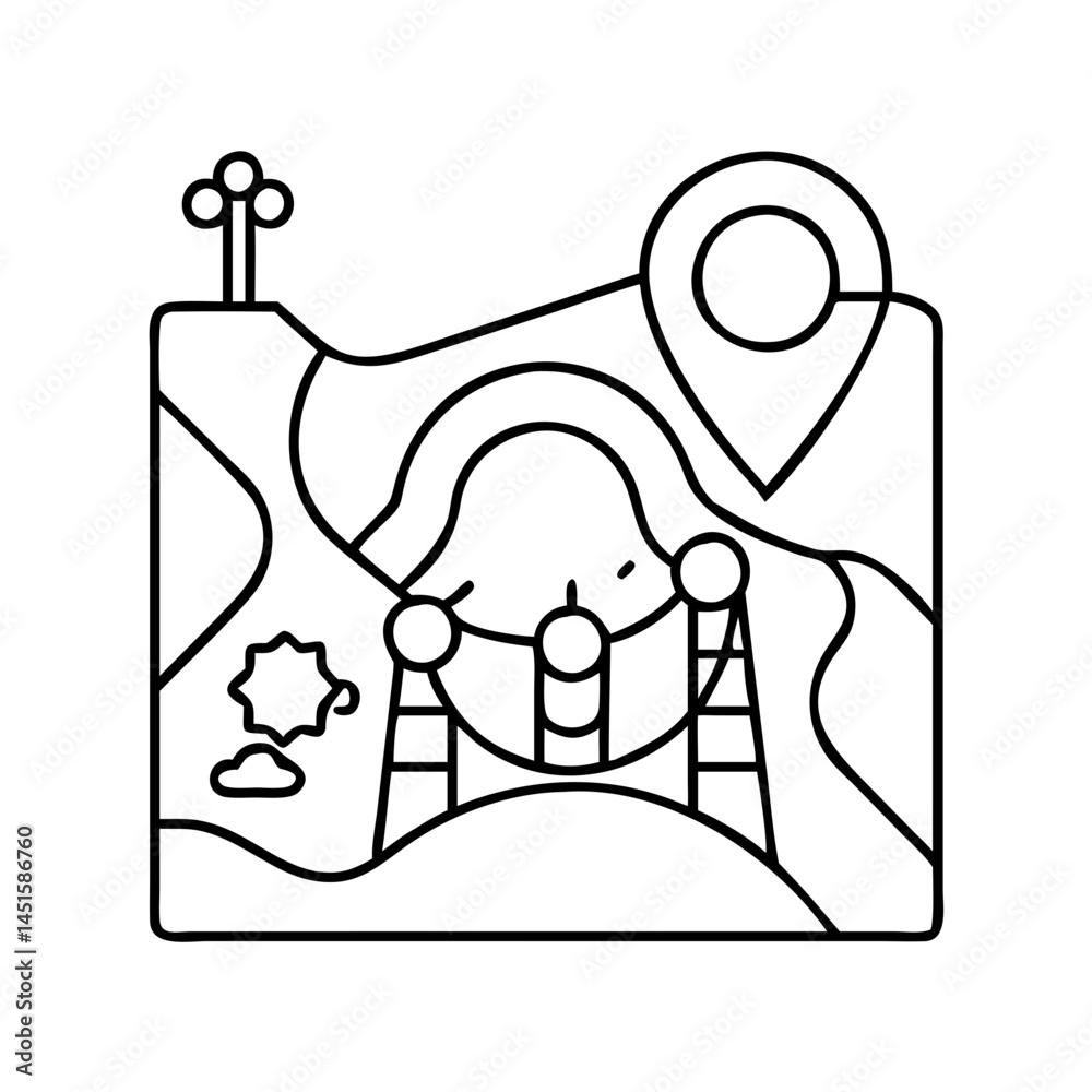 theme park map icon, theme park map line art - simple line art of theme ...