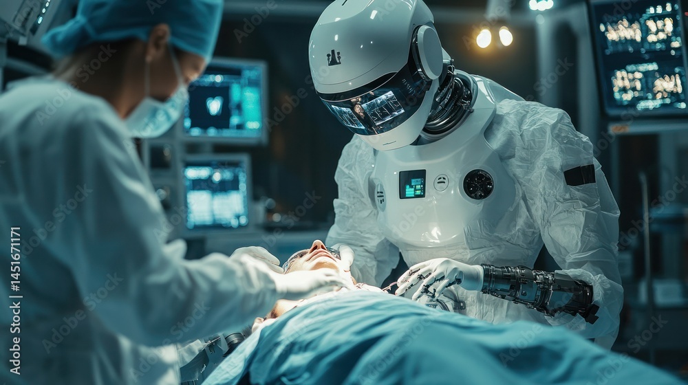Advanced humanoid robot surgeon performing minimally invasive surgery ...