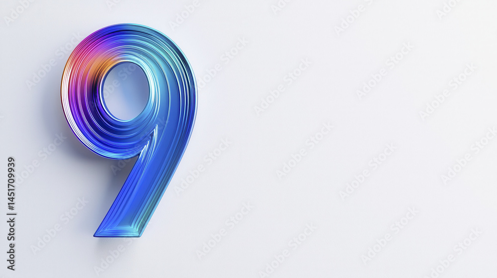 Stunning 3D number nine with dramatic colors and smooth curves, perfect ...