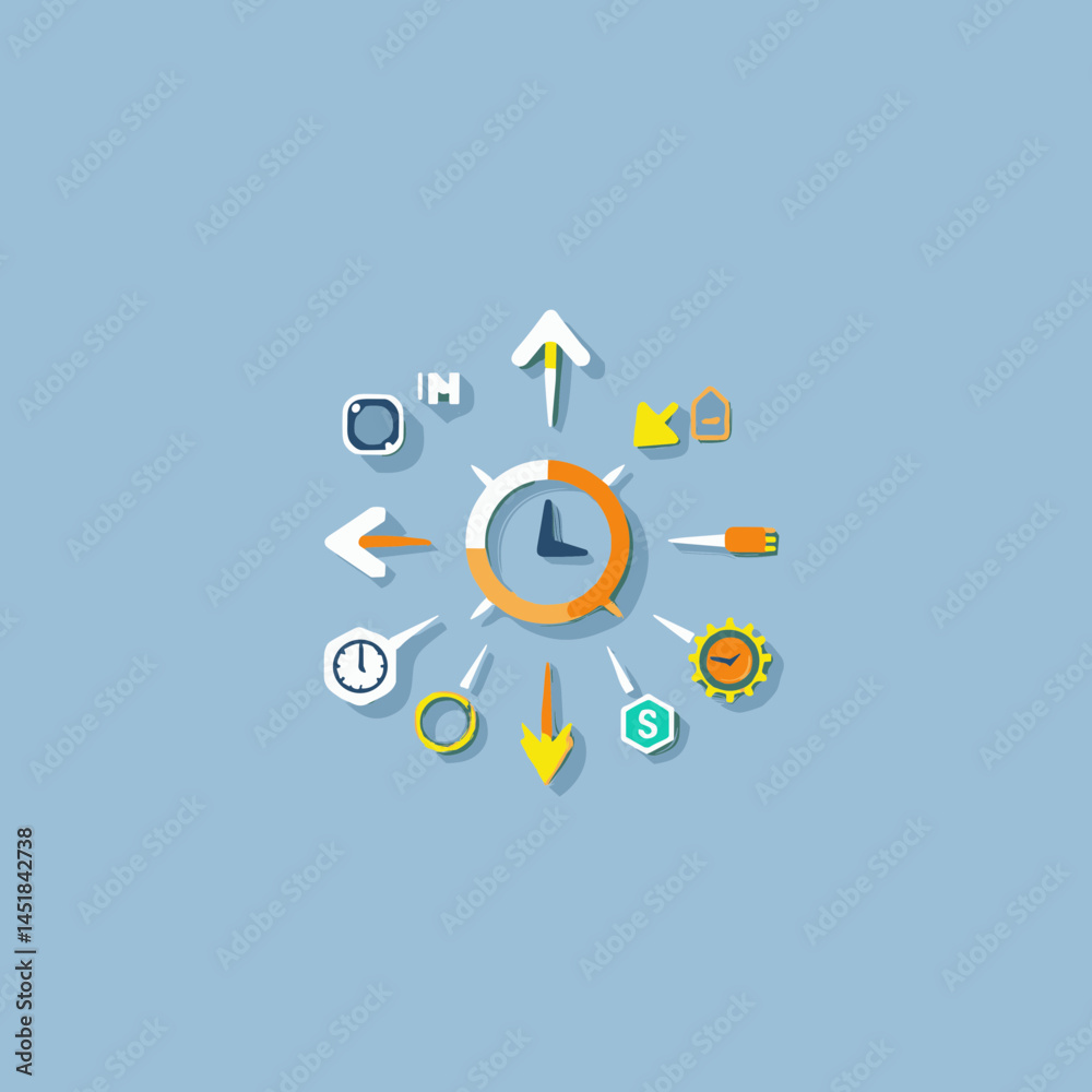 Time Management and Productivity: A clock diagram illustrates time as a ...