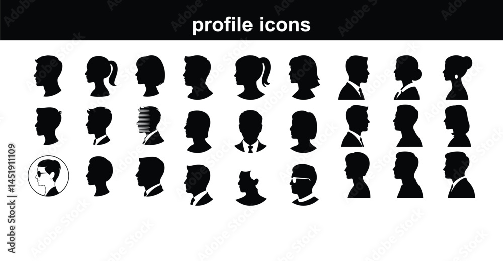 Avatar & Profile Icon Silhouette Set | User Icons Collection Profile ...
