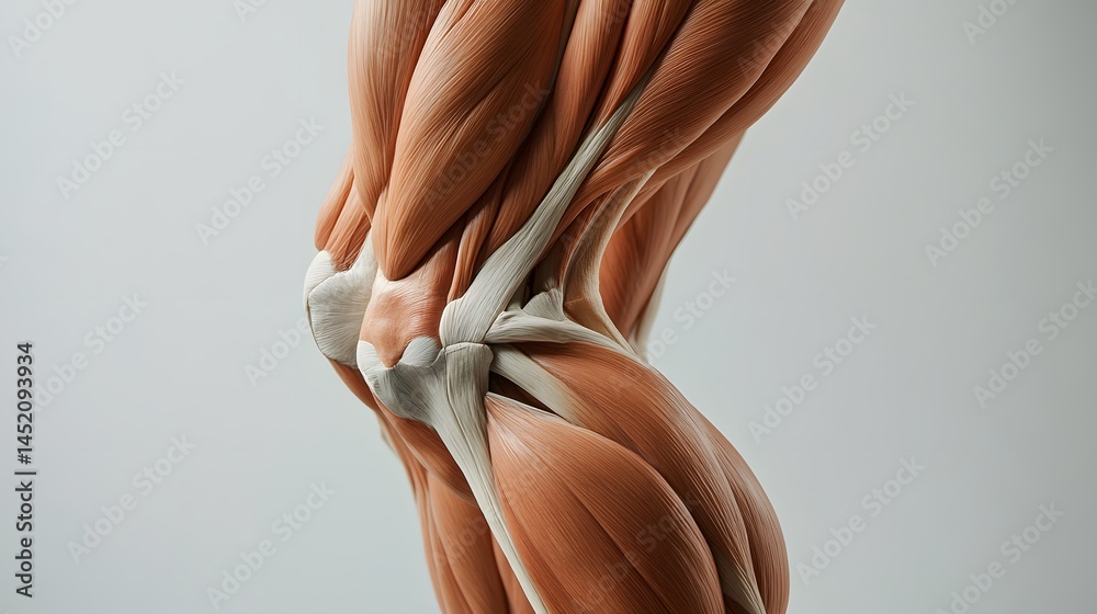 Detailed Muscular System of the Legs: A close-up view of the leg muscles, highlighting the ...