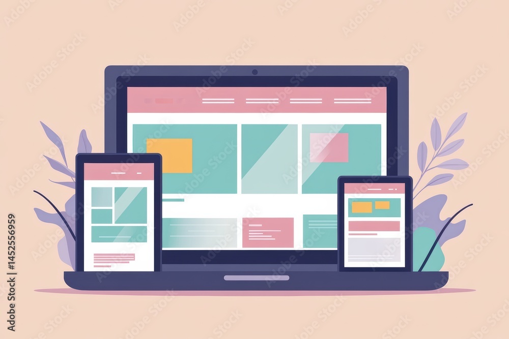 Web design flat concept showcasing responsive templates for internet ...