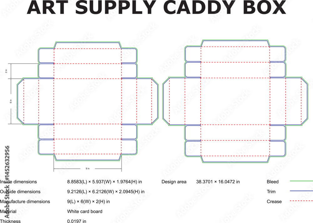 Vector de Stock Detailed diecut template blueprint of an art supply ...