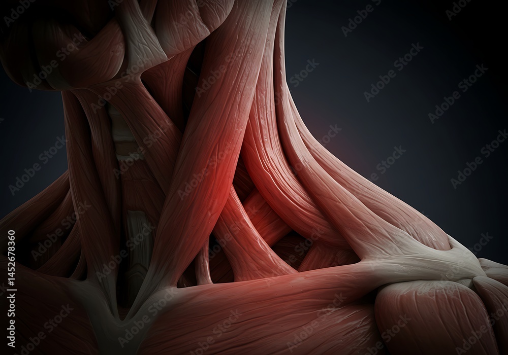 Neck Muscle Anatomy Render Revealing Trapezius Pain, Medical ...