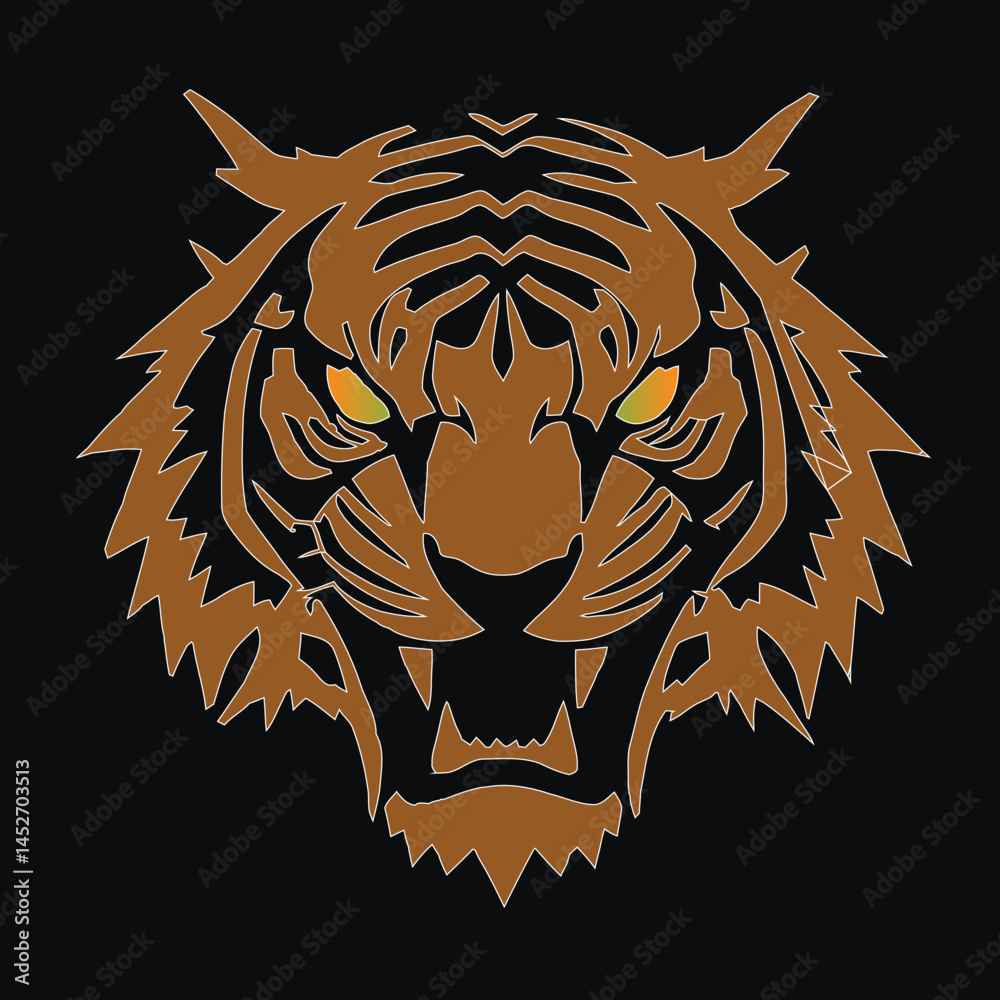 Tiger Gaming Logo with Black Background Stock Vector | Adobe Stock