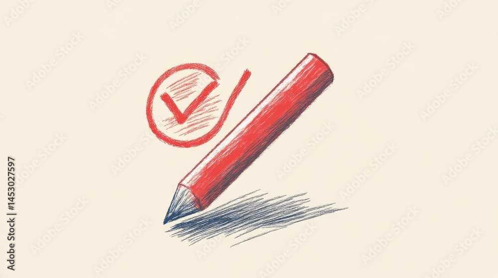 Red line check mark, underline, circle. Hand drawn doodle sketch red ...
