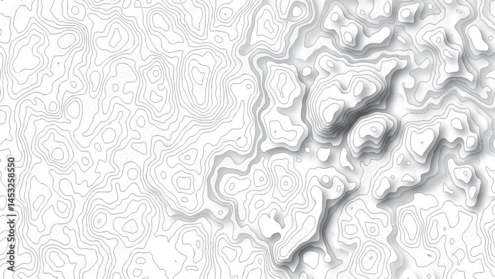 topography white background and black line wireframe isoline location ...