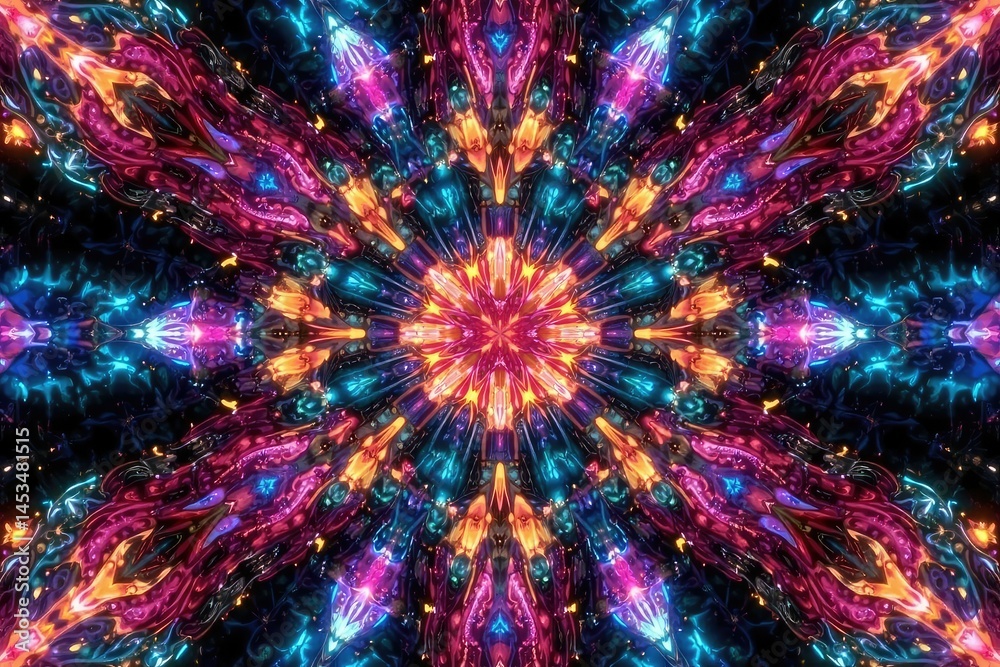 Abstract kaleidoscope fractal displaying symmetry , psychedelic ...