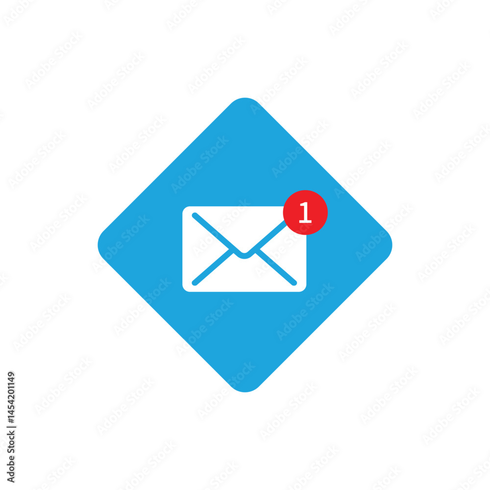 Cartoon blue bubble with email notice template. flat simple style trend ...