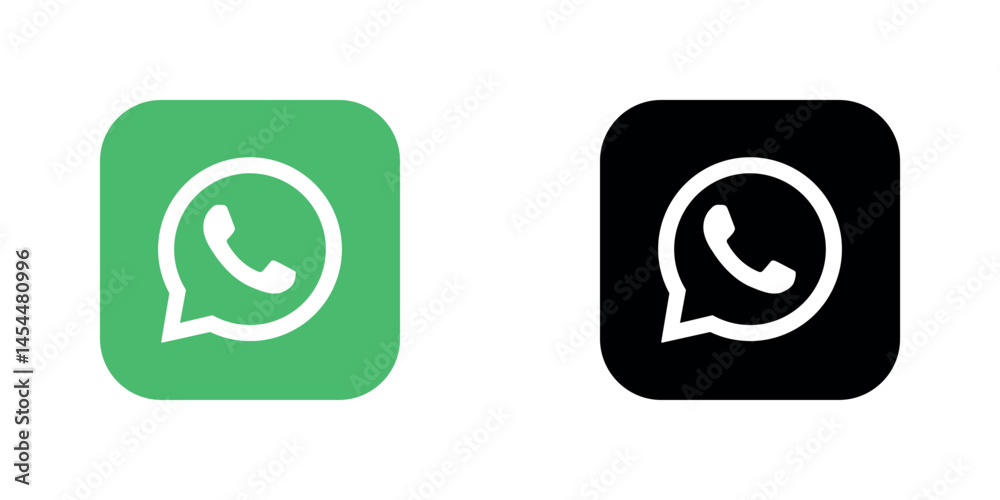 Стоковое векторное изображение «WhatsApp Color and Black Square Logo ...