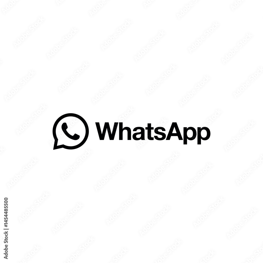 WhatsApp Wordmark Black Logo Icon, WA App Vector, Editable SVG, PNG ...